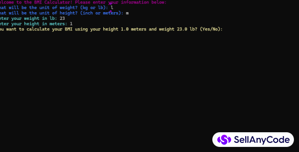 BMI Calculator Source Code - SellAnyCode