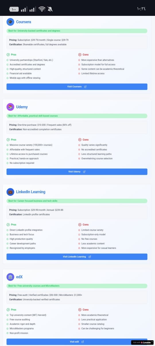 EduCompare Modern Online Learning Platforms Landing Page Source Code - SellAnyCode
