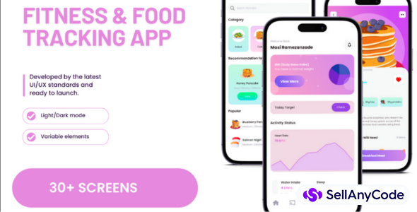 Fitness & Food Tracking Flutter Analytics App Source Code - SellAnyCode