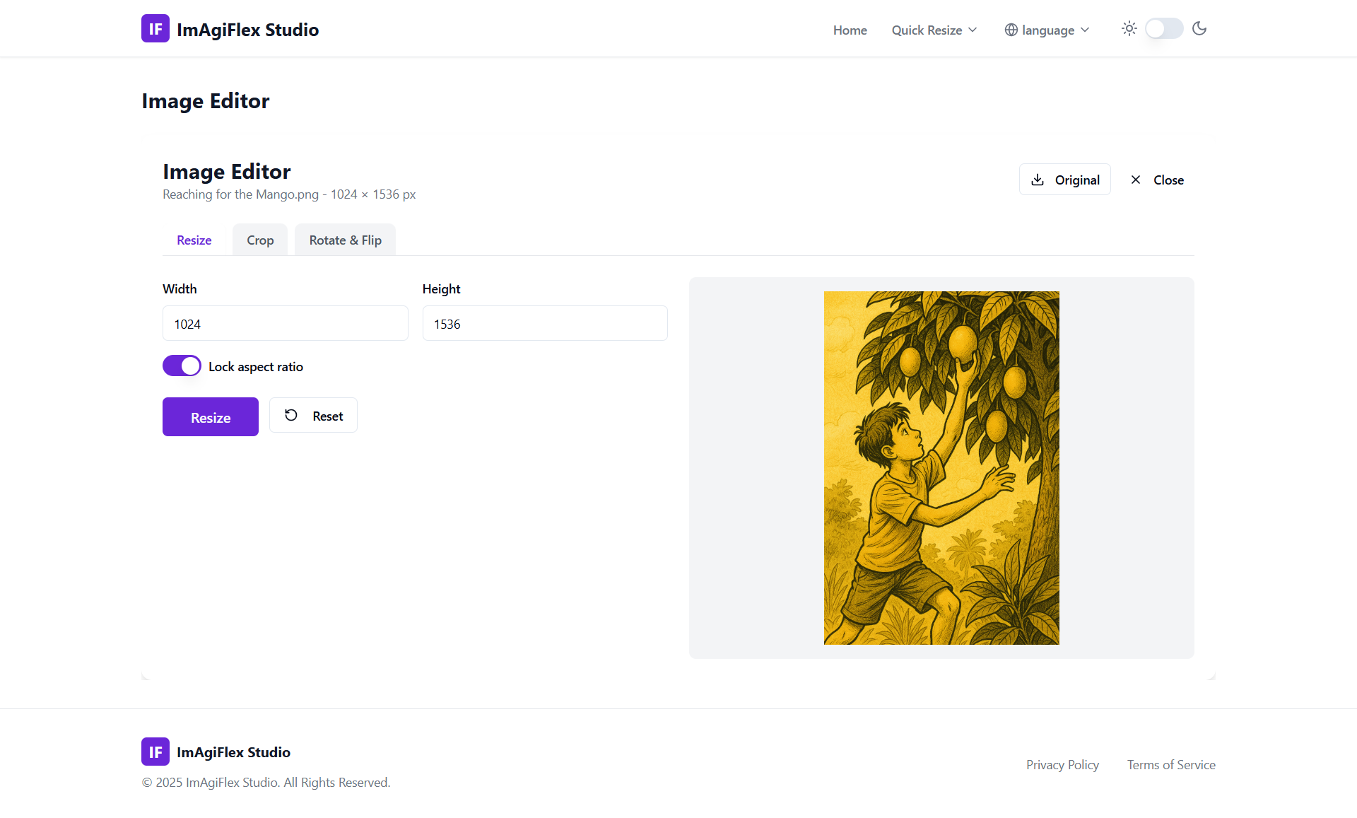 Modern Image Resizer React Js Website Source Code Sellanycode