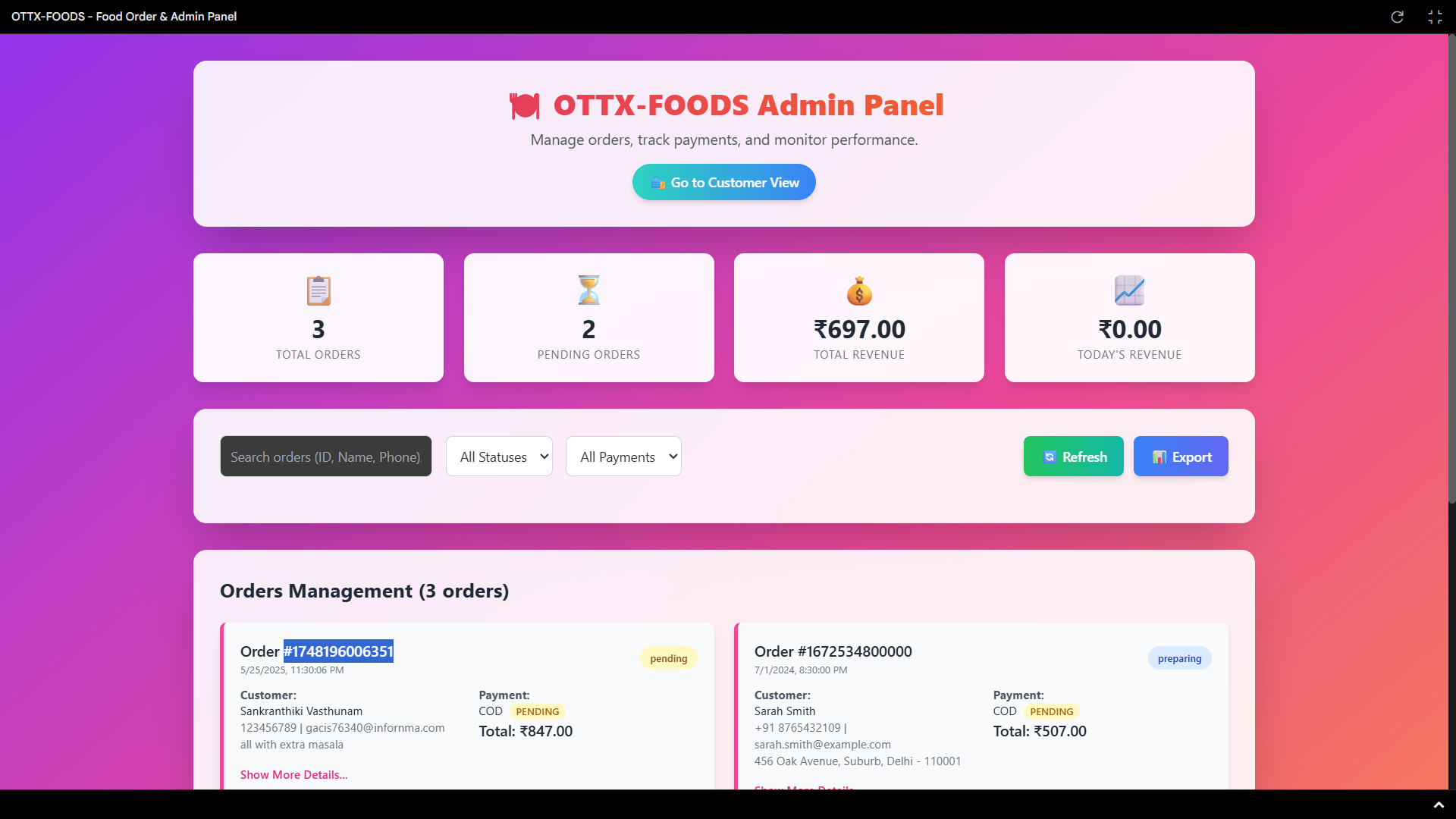 OTTX - FOODS E-commerce With Admin And User Panels Source Code - SellAnyCode