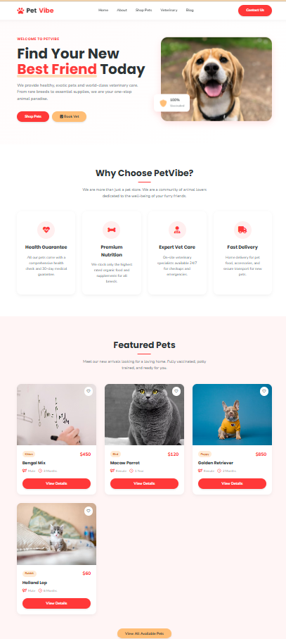 Pets Modern Animal Store & Veterinary Responsive HTML Template Source ...