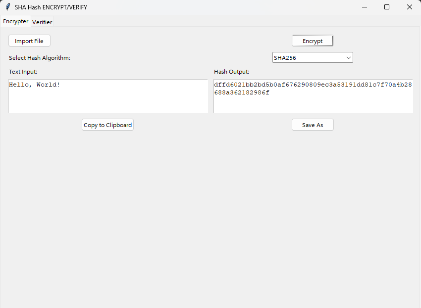 SHA Hash Encrypt/Verify Python GUI Source Code - SellAnyCode