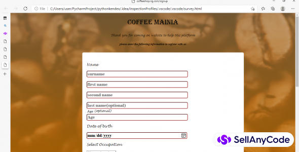 survey form Source Code - SellAnyCode